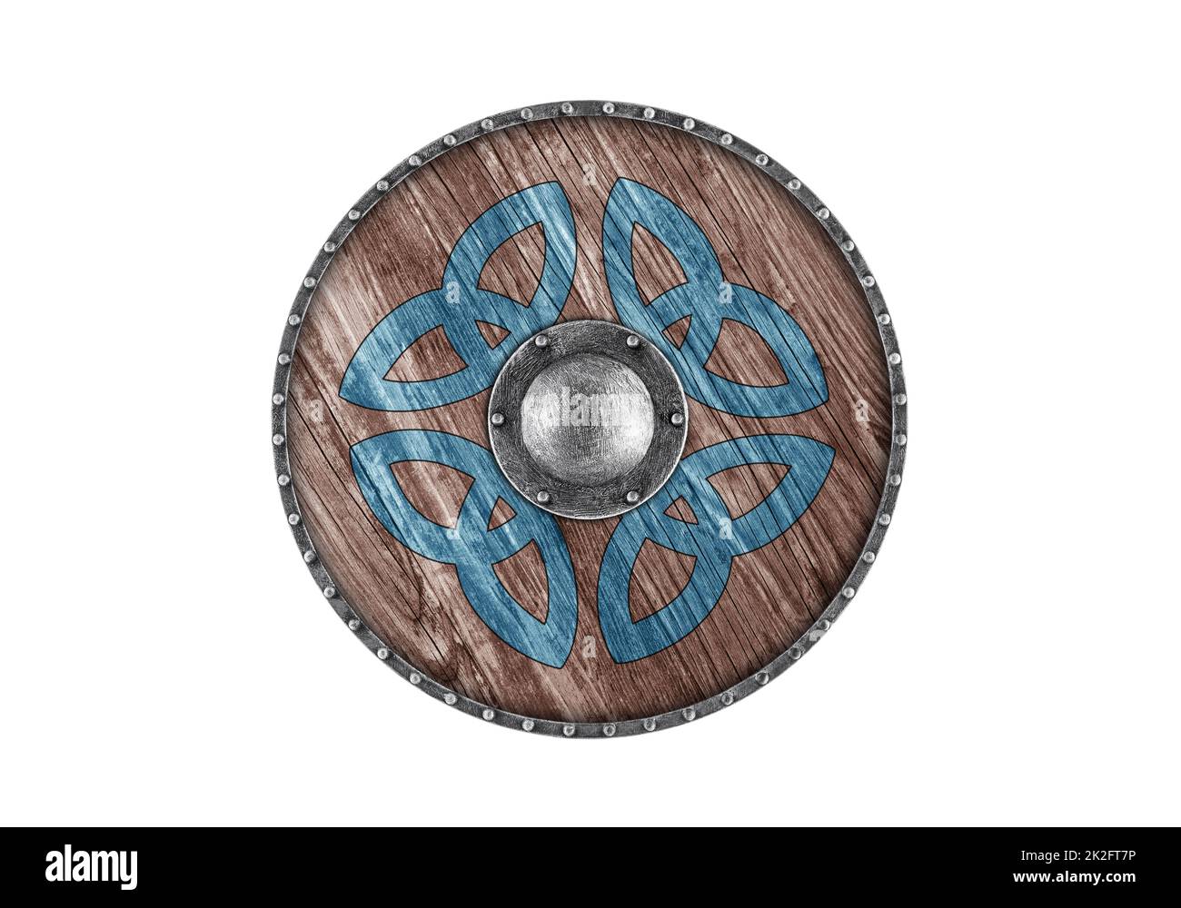 Old decorated wooden round shield isolated on white background Stock ...