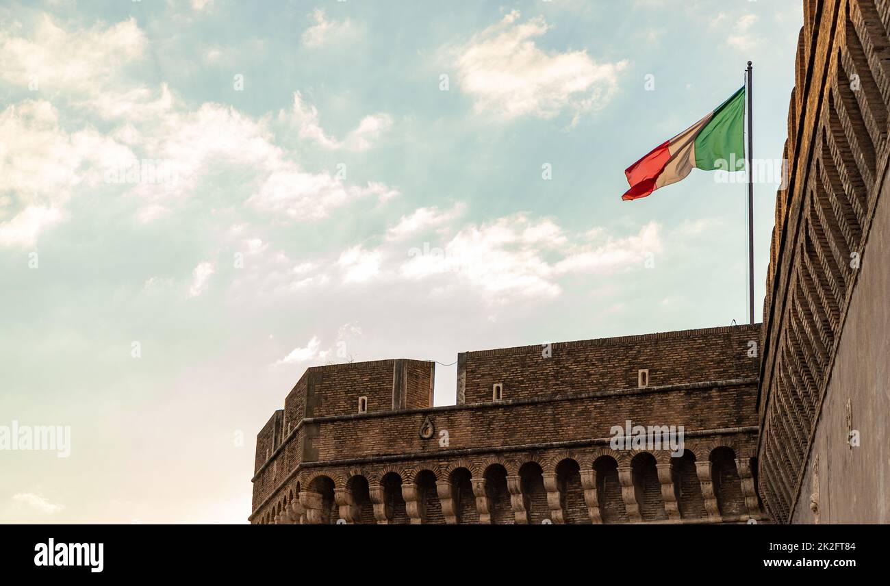 Italian Flag in Castel Sant'Angelo Stock Photo - Alamy