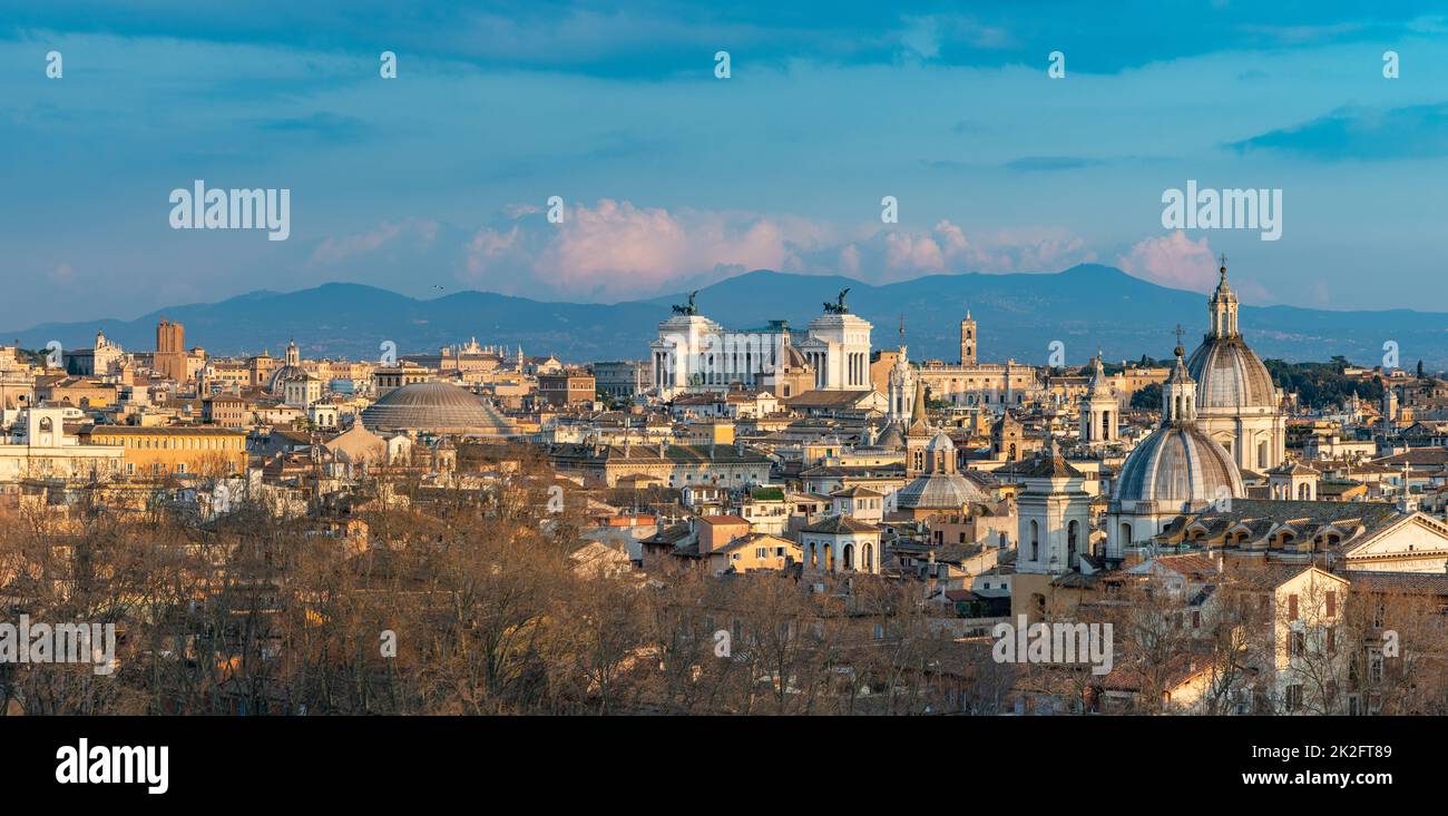 Rome Landmarks at Sunset Stock Photo - Alamy