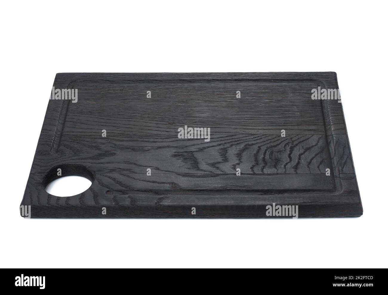 rectangular black wooden cutting kitchen board with a hole on a white isolated background Stock ...
