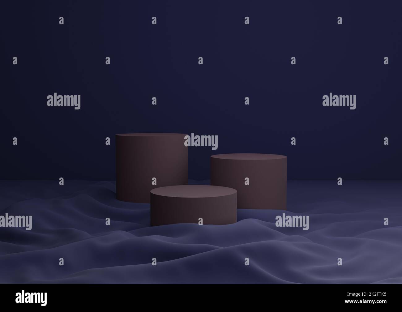 Dark Blue Composition of Three Podiums or Stands for Product Display ...