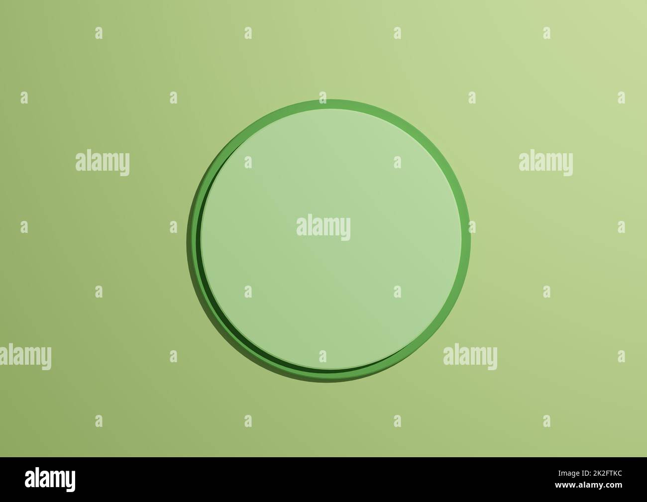 3D illustration of a light green circle podium or stand top view flat ...