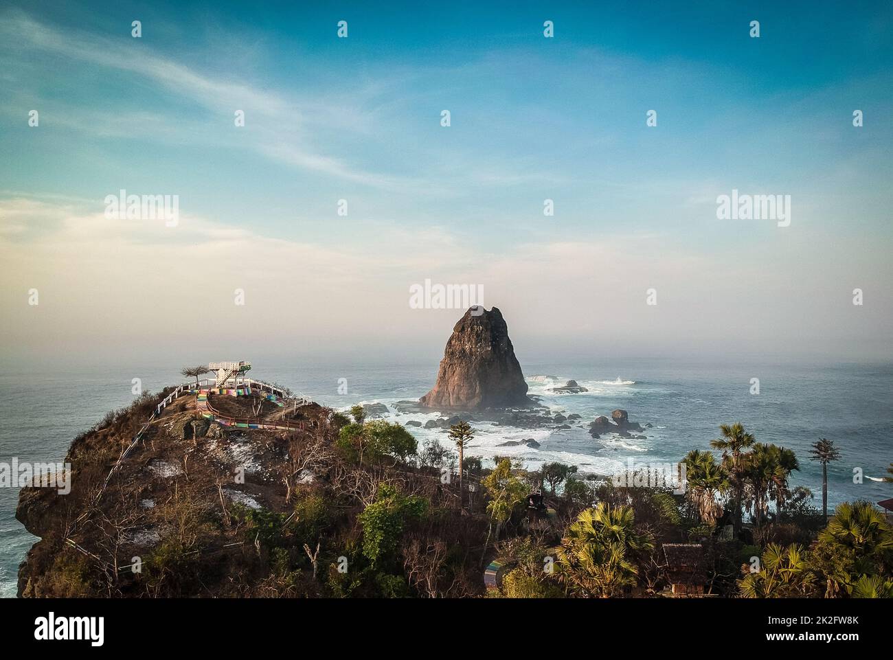 Beautiful landscape with blue sky, clouds and ocean at Papuma beach in ...