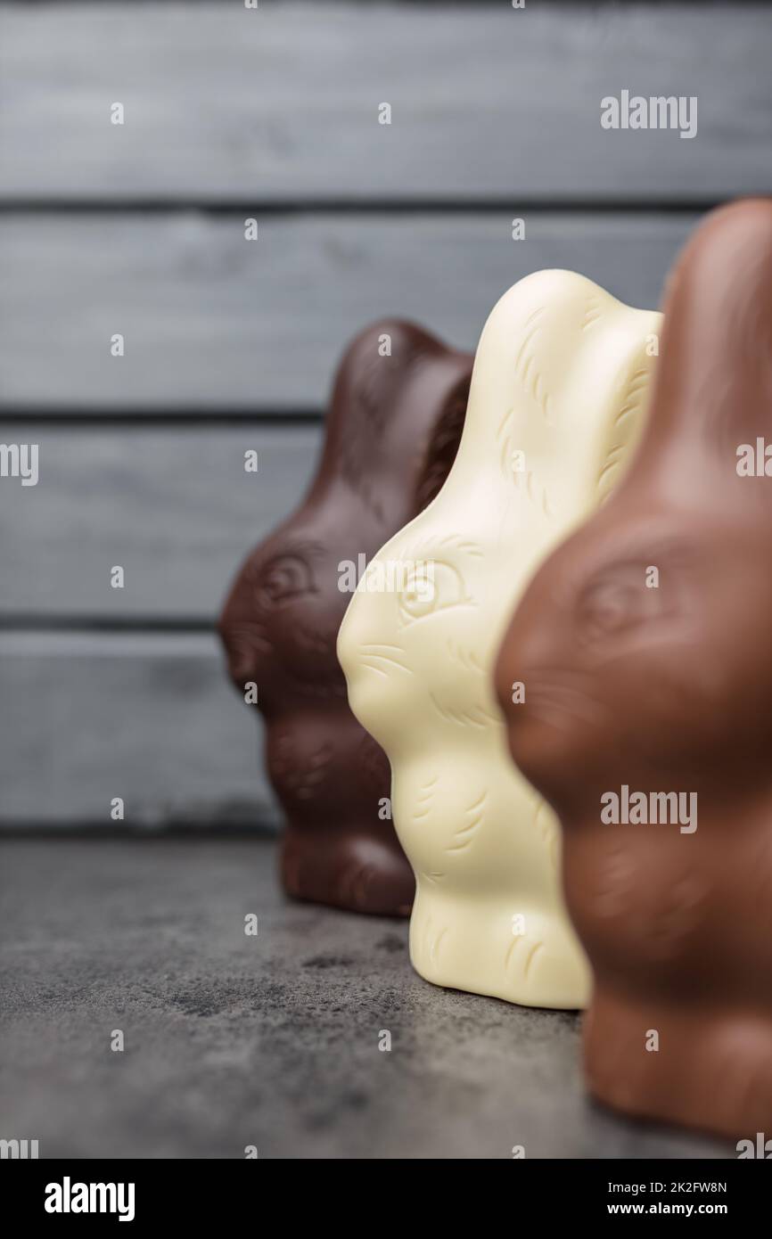 Delicious Easter chocolate bunny, eggs and sweets Stock Photo - Alamy