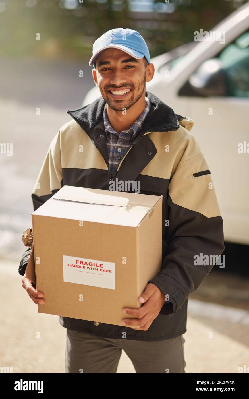 Ive got your delivery right here. Shot of a delivery man loading boxes ...