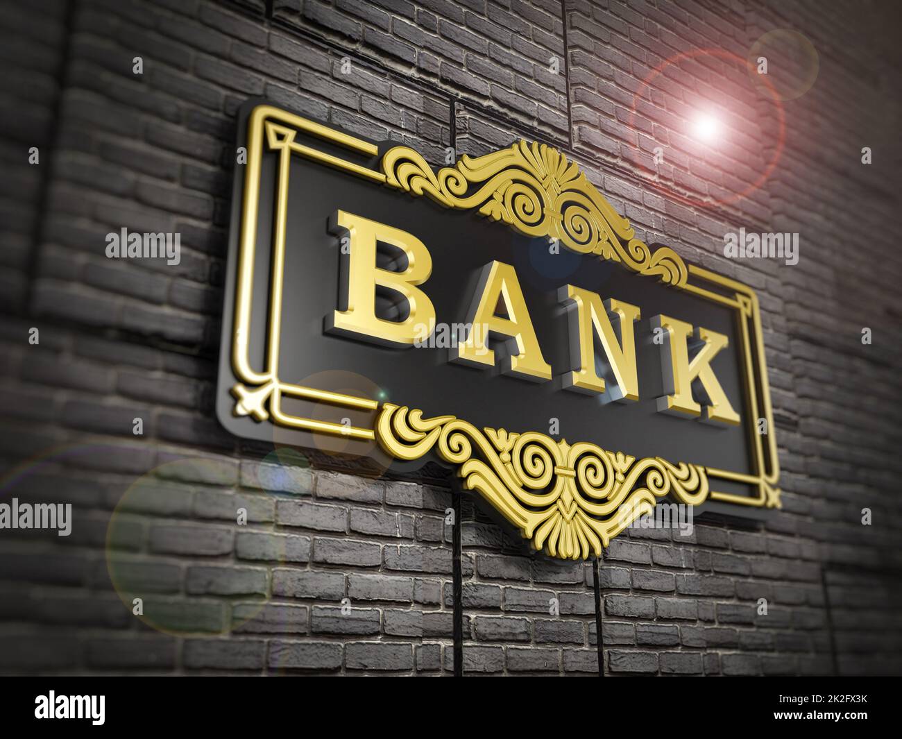 Bank signboard on wall Stock Photo - Alamy