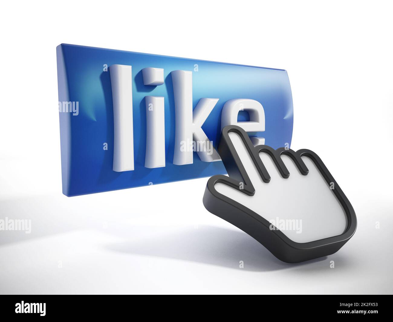 Hand cursor on like button Stock Photo - Alamy