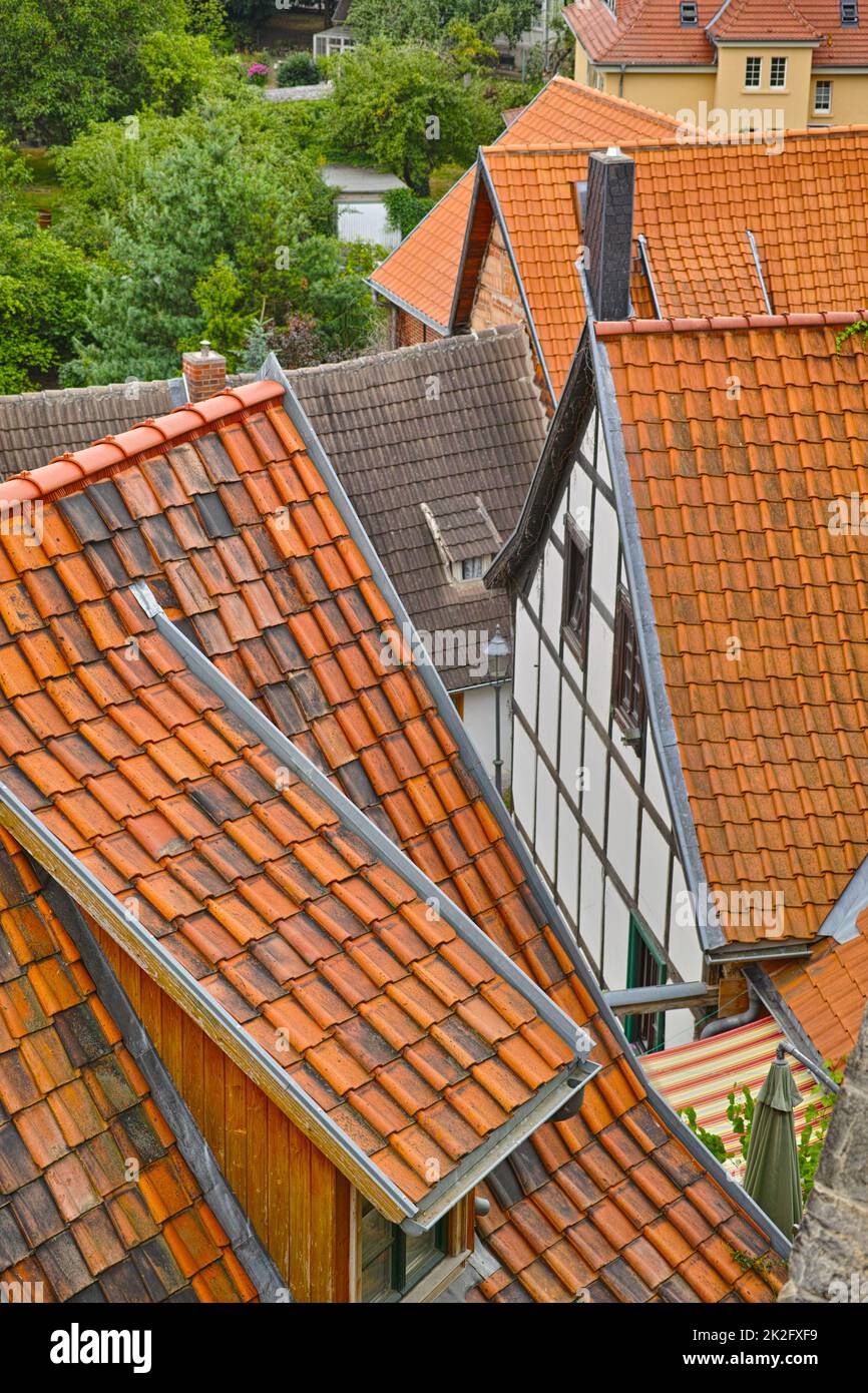 Village rooftops. Red rooftops on the houses in a small village Stock ...