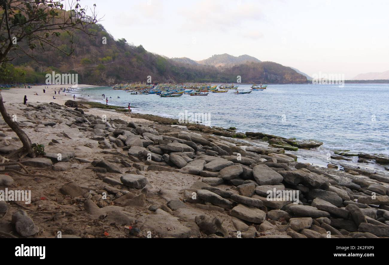 Amazing landscape around Papuma beach in Jember, Indonesia Stock Photo ...