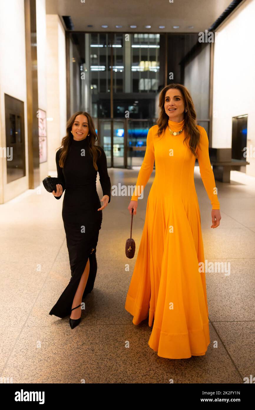 Queen Rania Al Abdullah of Jordan (center) and her daughter Princess ...