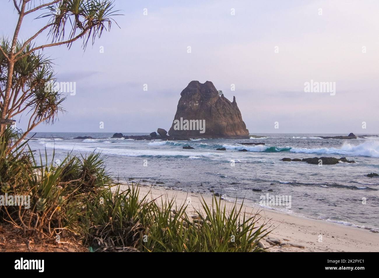 Beautiful landscape with blue sky, clouds and ocean at Papuma beach in ...