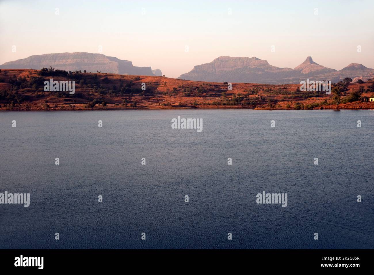 Arthur lake and Sahayadri hills at Bhandardara taluka Akole district ...