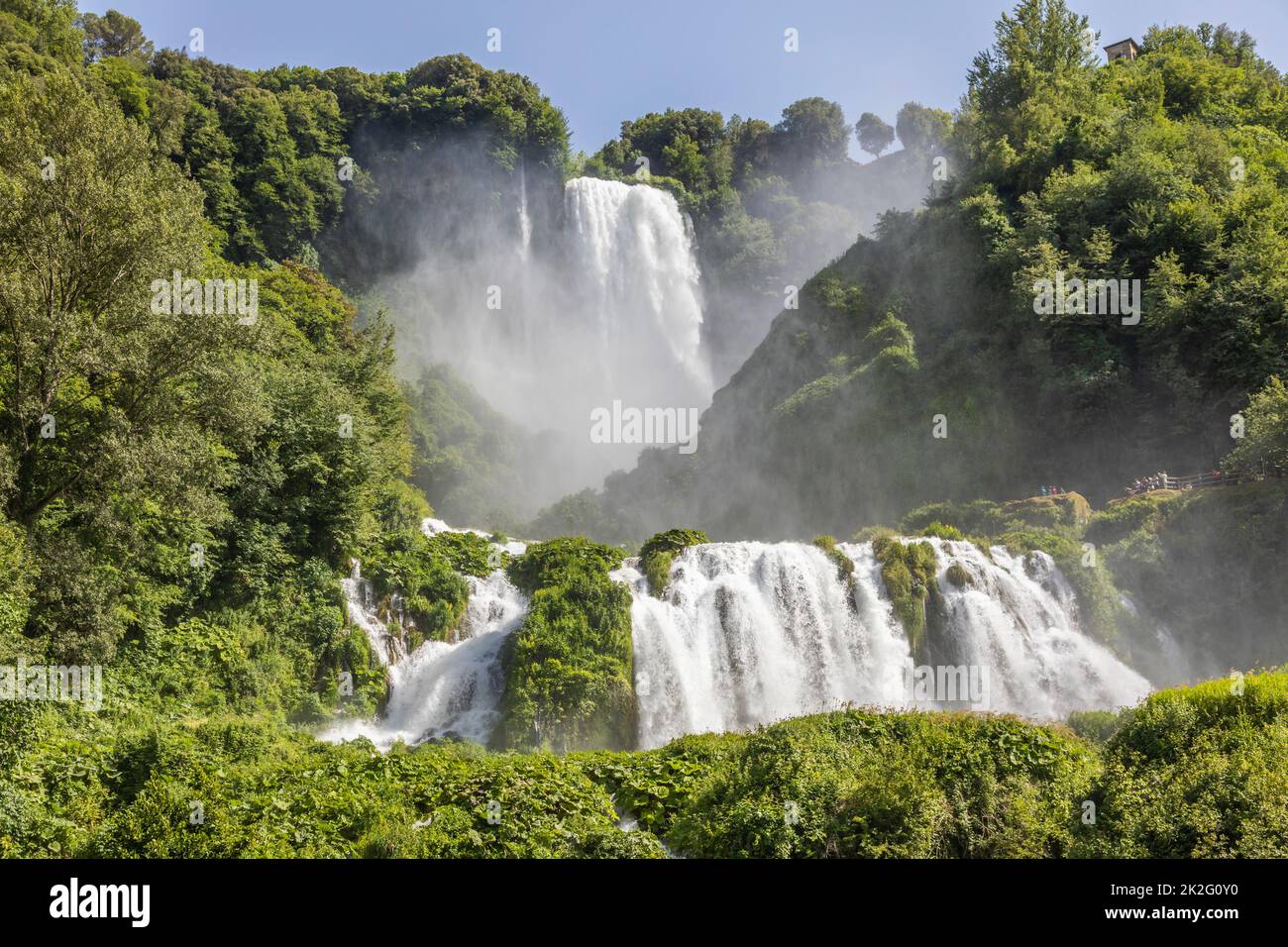 Marmore waterfall in Umbria region, Italy. Amazing cascade splashing ...