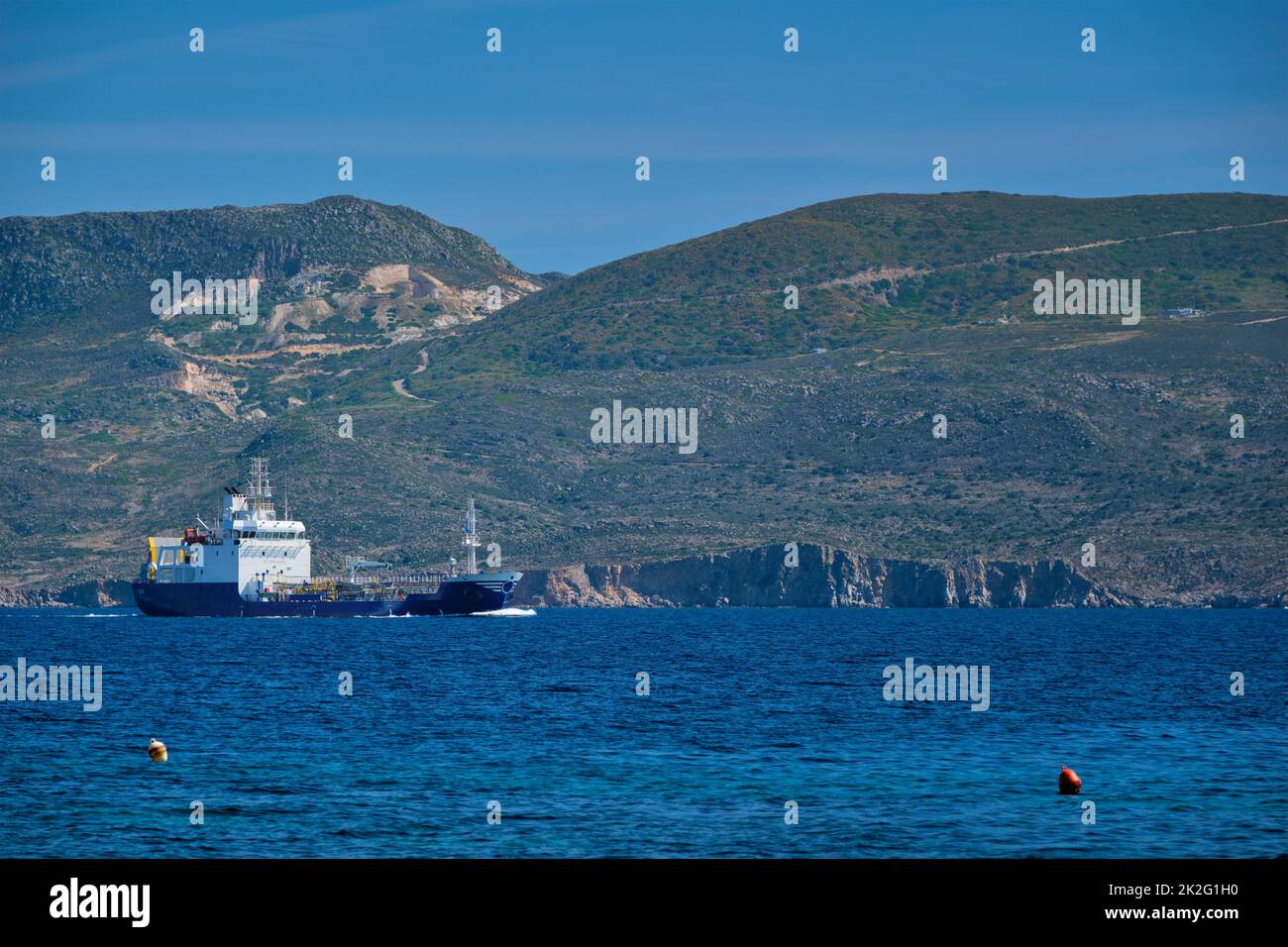 Cargo ship in the Aegean sea, Greece Stock Photo - Alamy