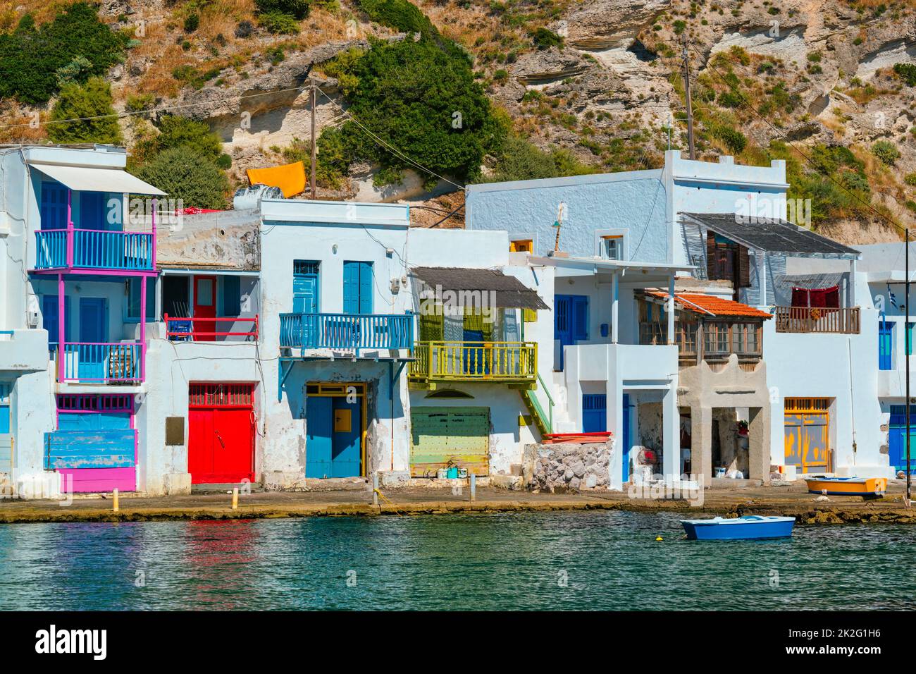 Greek fishing village Klima on Milos island in Greece Stock Photo - Alamy