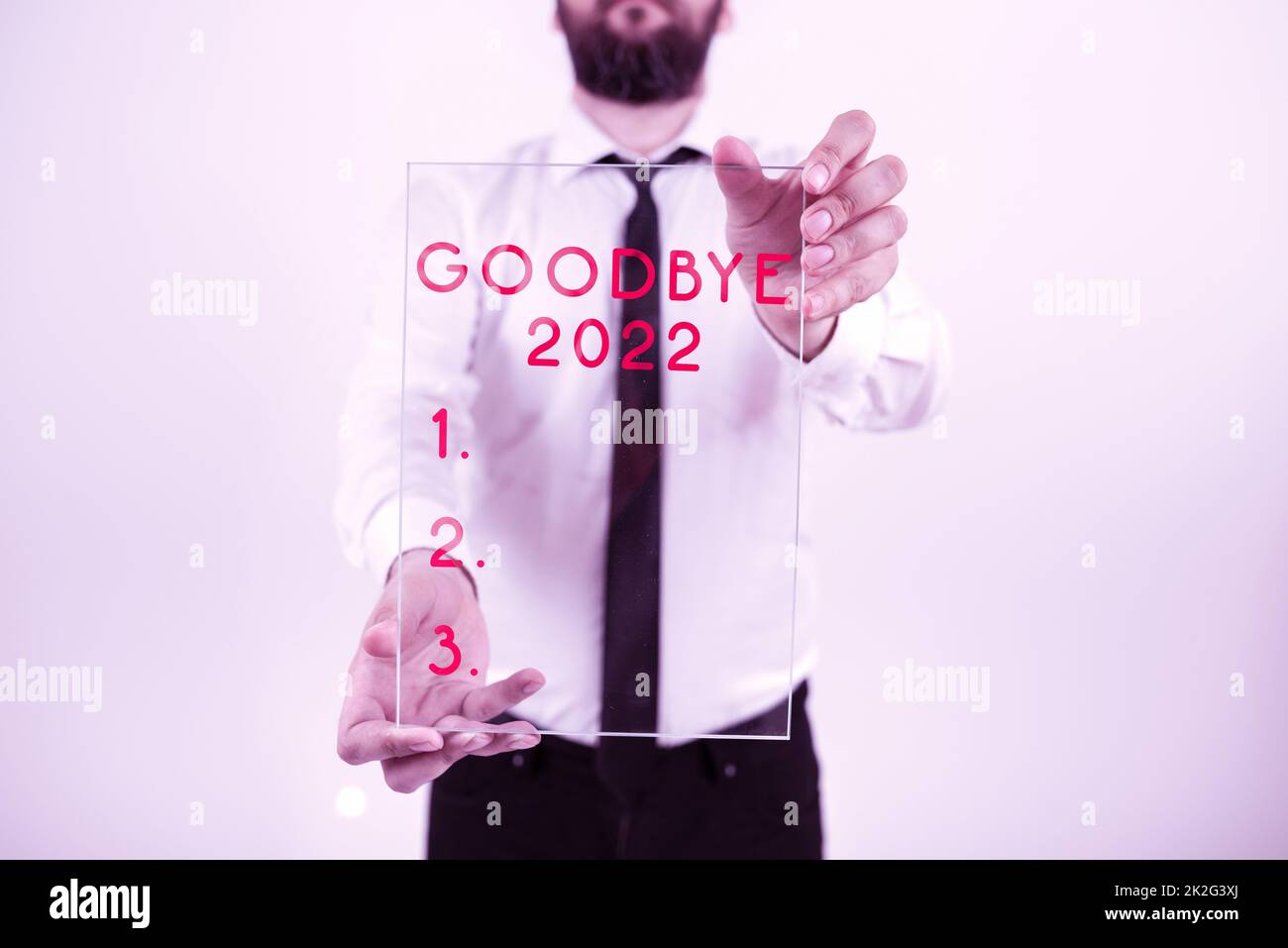 Hand writing sign Goodbye 2022. Business idea New Year Eve Milestone ...