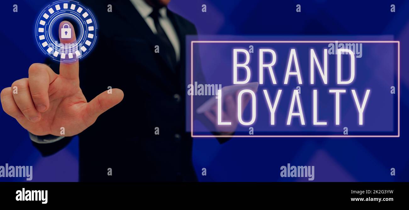 Hand writing sign Brand Loyalty. Internet Concept Repeat Purchase ...