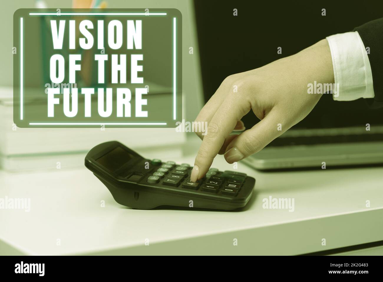 Hand writing sign Vision Of The Future. Business approach Seeing ...