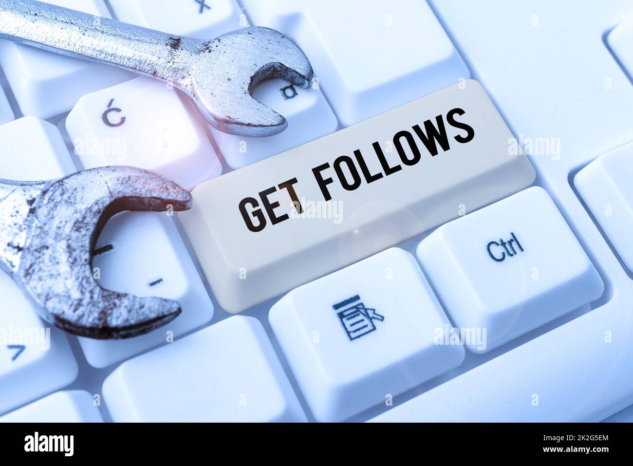 Text caption presenting Get Follows. Business idea person who imitates ...