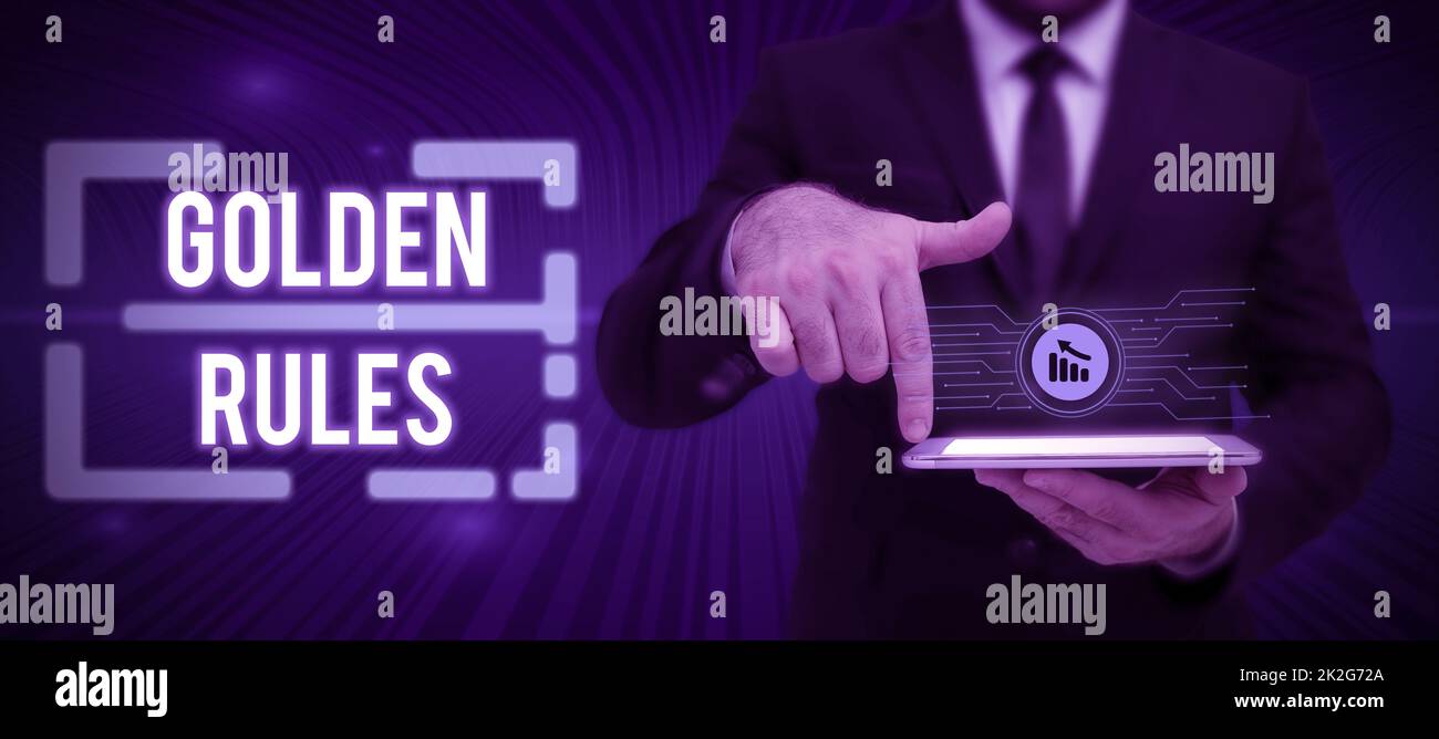 Conceptual display Golden Rules. Business idea Basic principle that ...