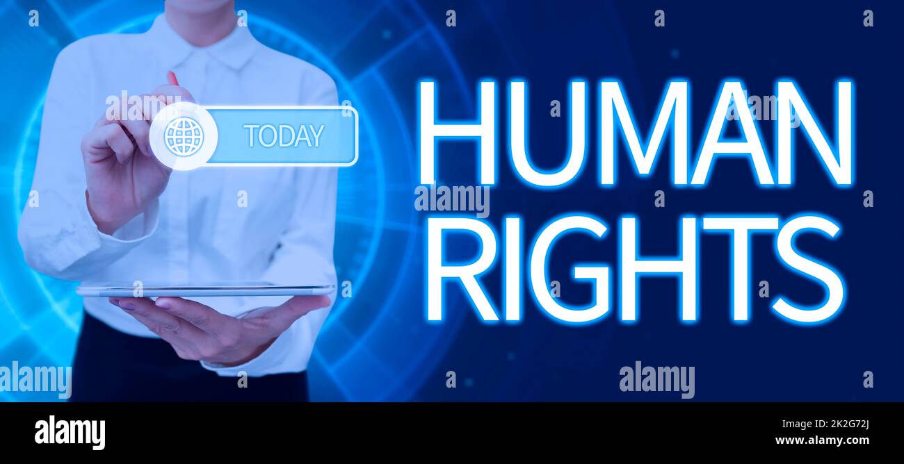 Text sign showing Human Rights. Conceptual photo Moral Principles ...