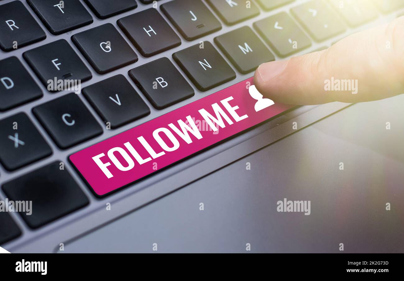 Sign displaying Follow Me. Business showcase Inviting a person or group ...