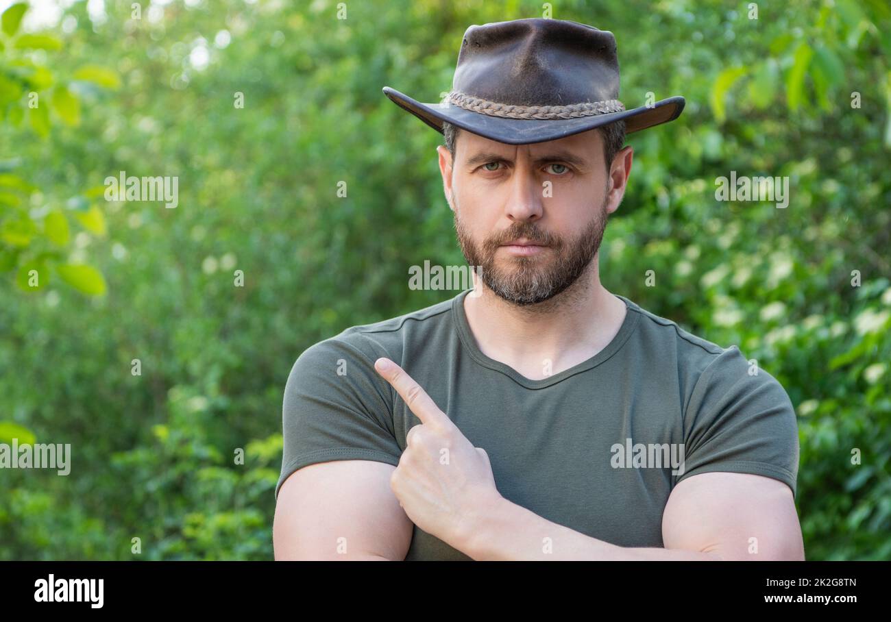 Handsome cowboy wearing hat. caucasian cowboy in hat. macho man cowboy ...