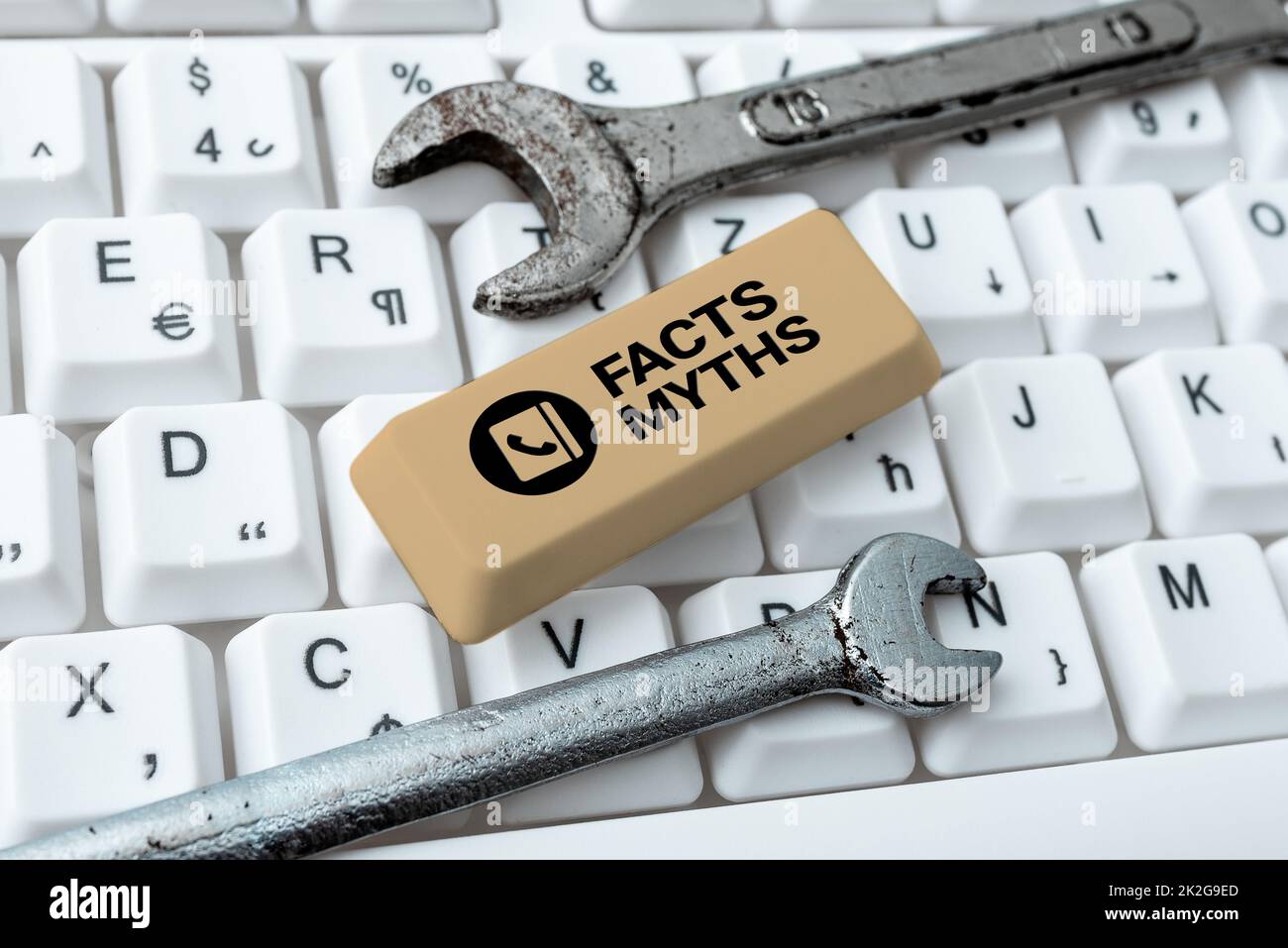 Handwriting text Facts Myths. Business approach work based on ...