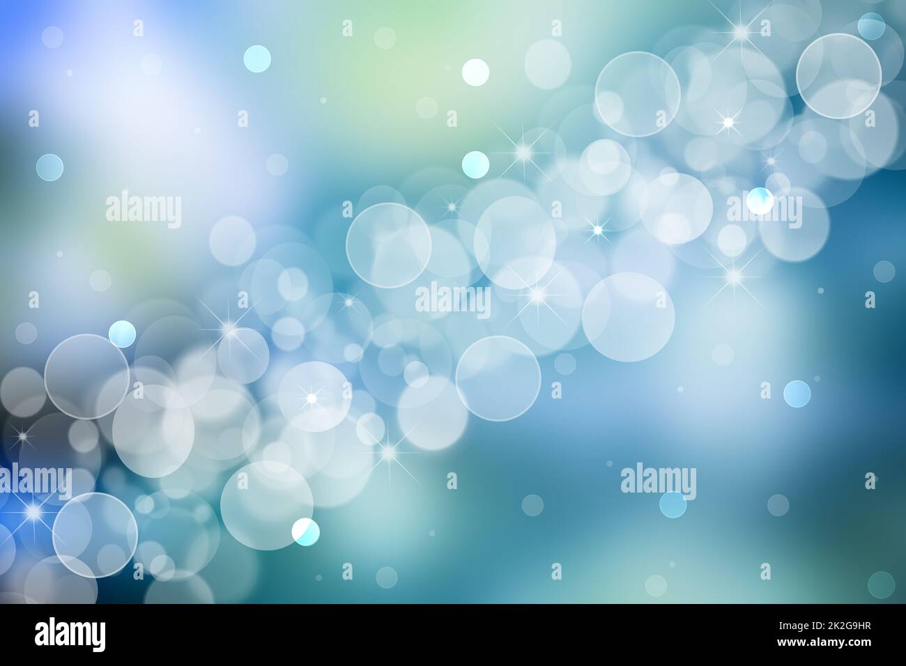 Abstract festive light blue silver green pastel bokeh background with ...