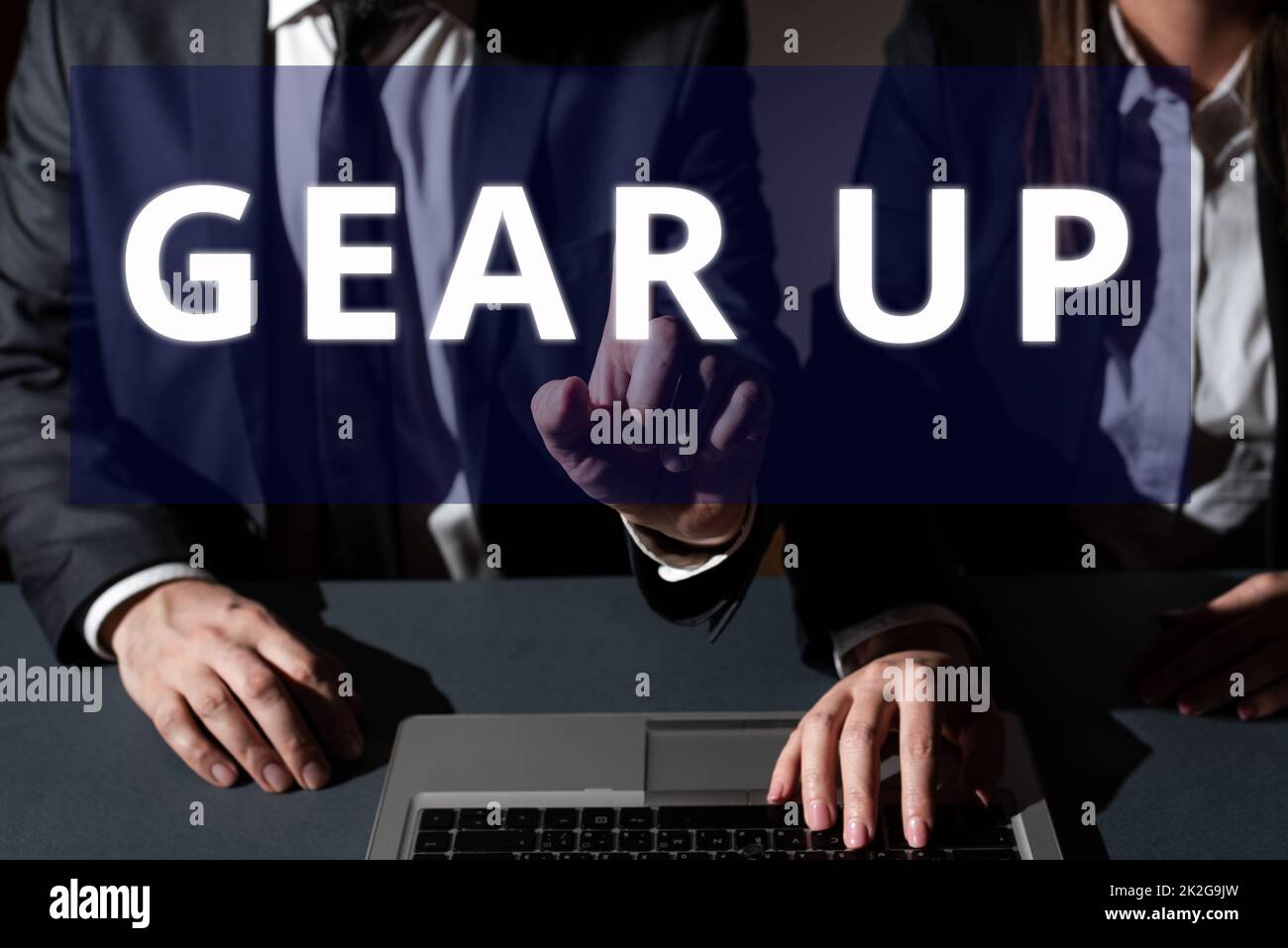 Conceptual caption Gear Up. Word Written on Asking someone to put his ...