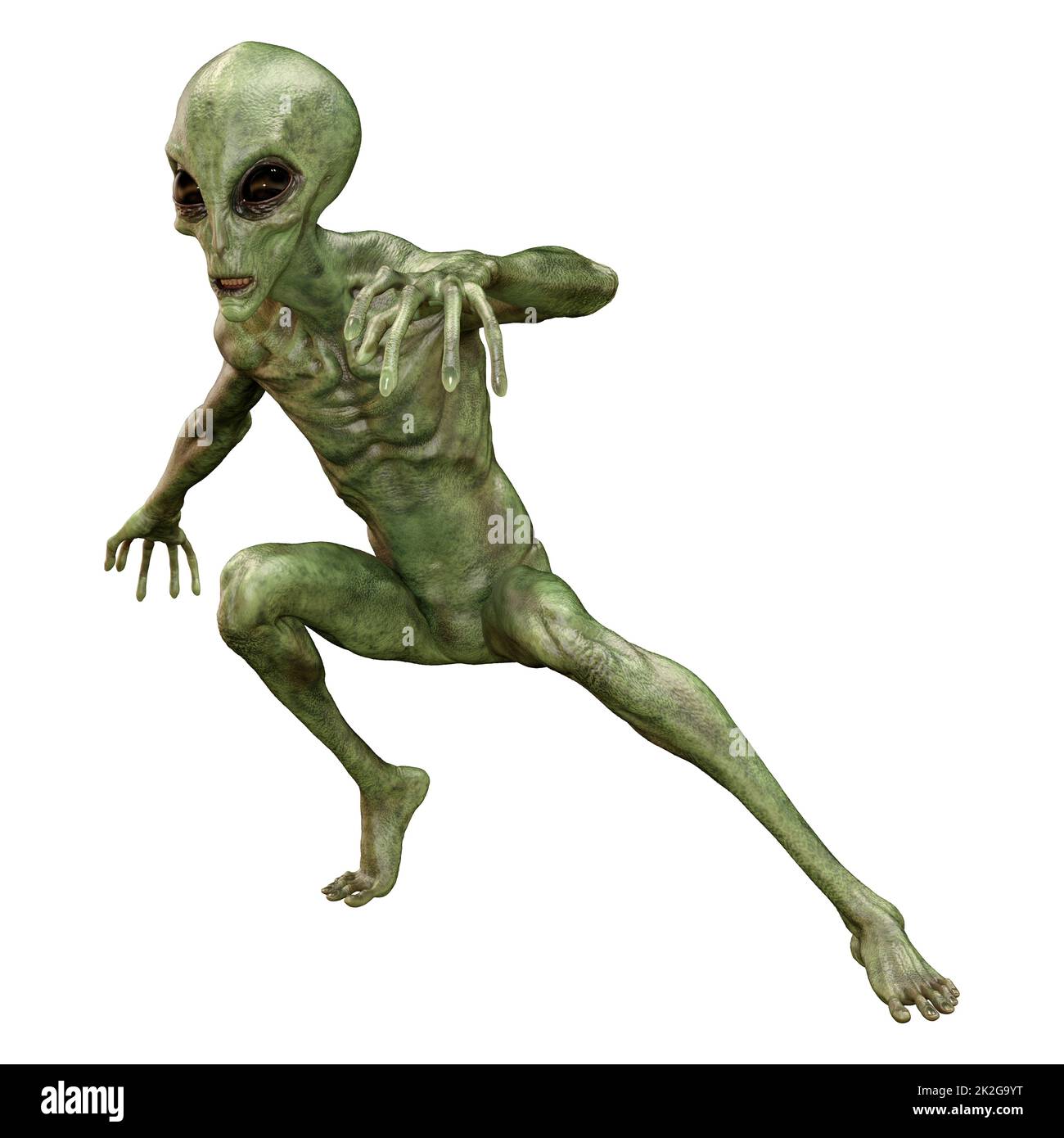 3D Rendering Green Alien on White Stock Photo - Alamy