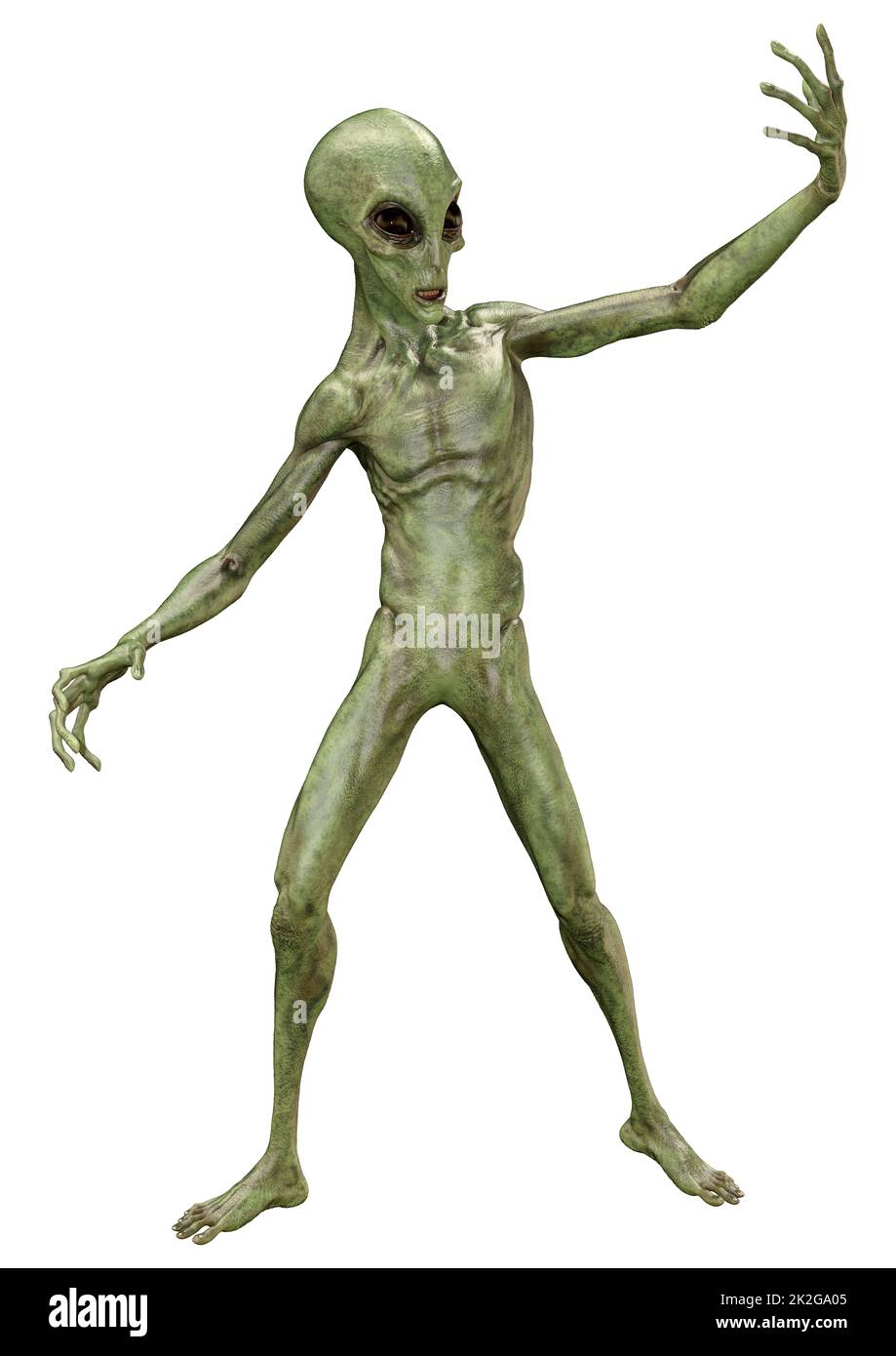 3D Rendering Green Alien on White Stock Photo - Alamy