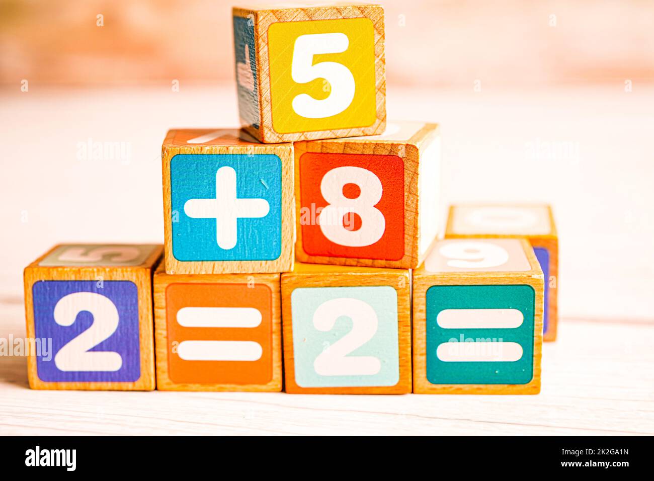 Number wood block cubes for learning Mathematic, education math concept ...