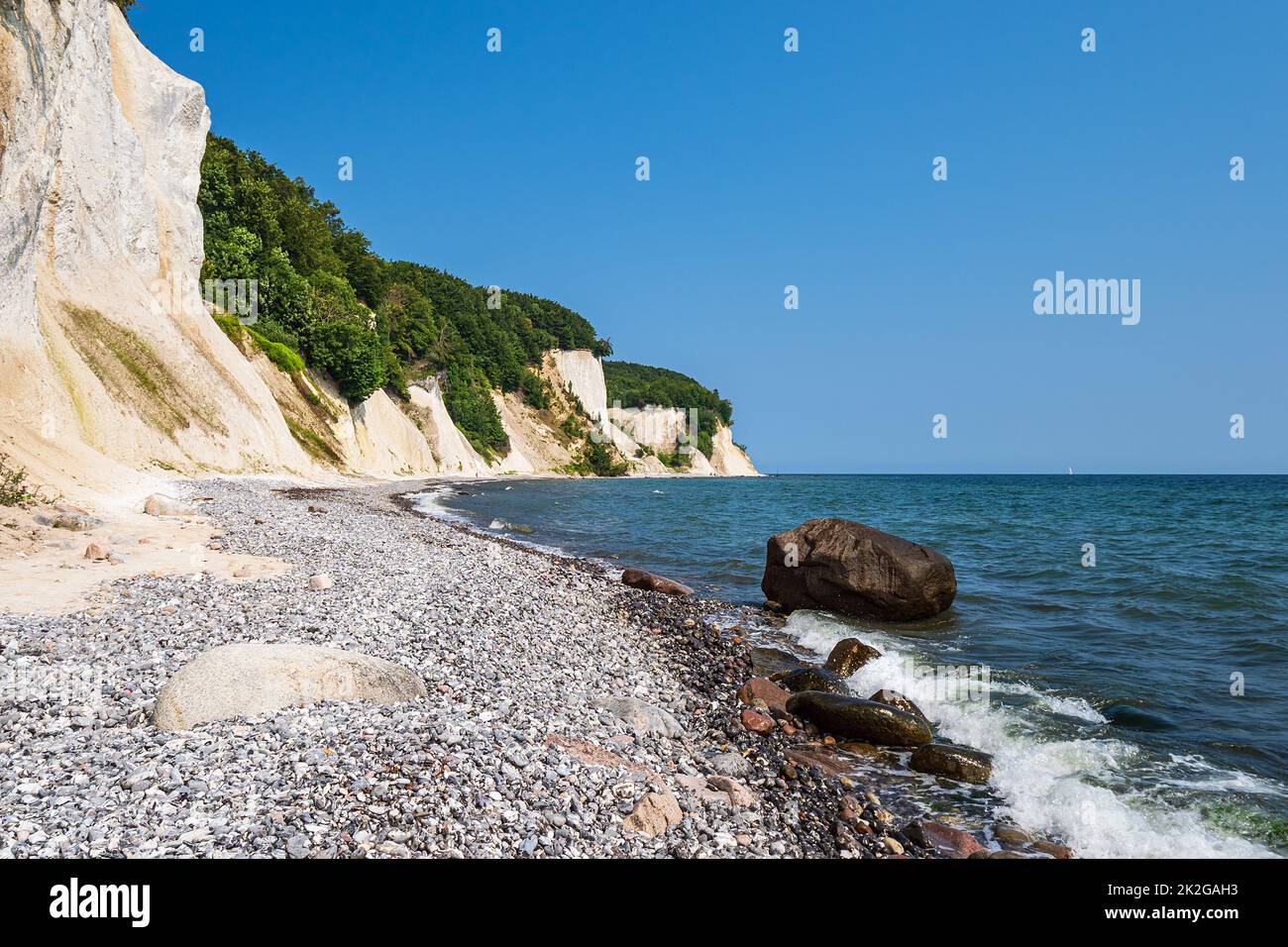 Chalk cliffs on the Baltic Sea coast on the island Ruegen, Germany ...