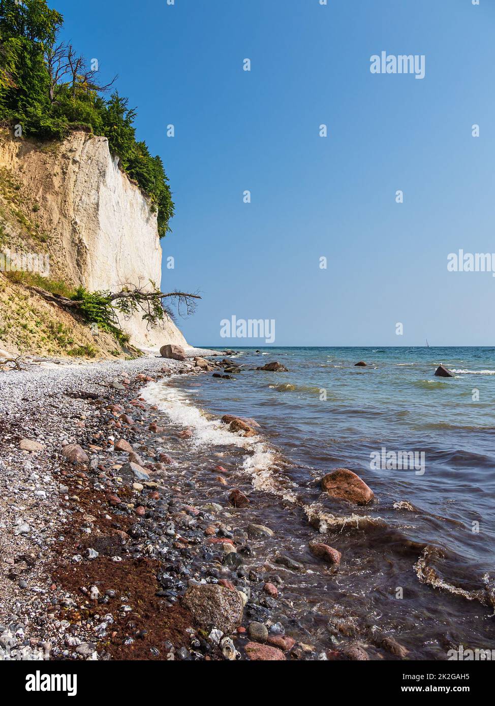 Chalk cliffs on the Baltic Sea coast on the island Ruegen, Germany ...