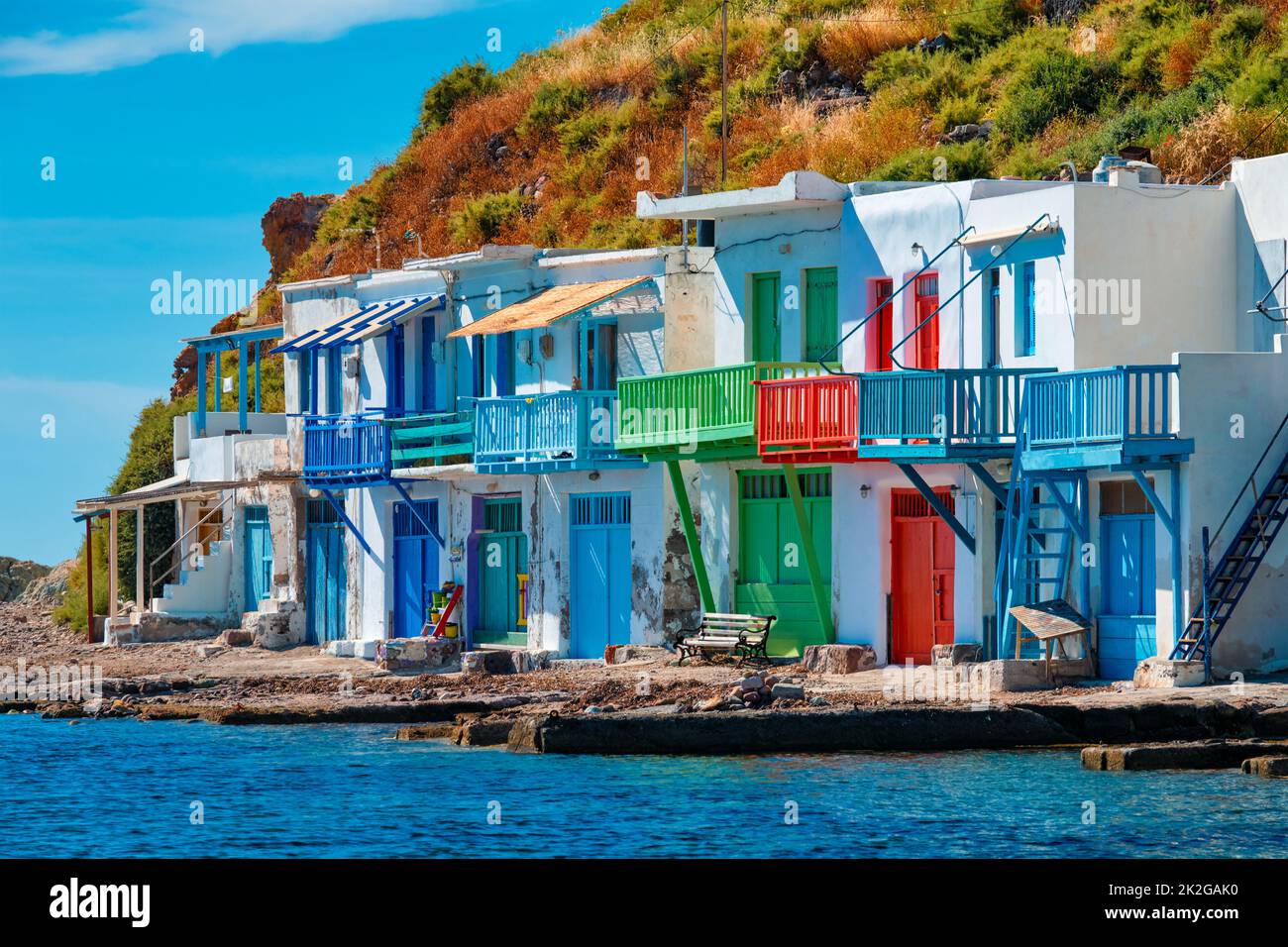 Greek fishing village Klima on Milos island in Greece Stock Photo - Alamy