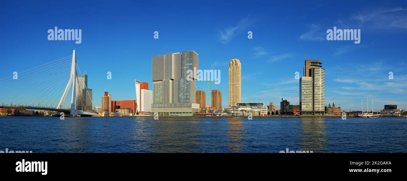 Rotterdam skyscrapers skyline and Erasmusbrug bridge over of Nieuwe ...