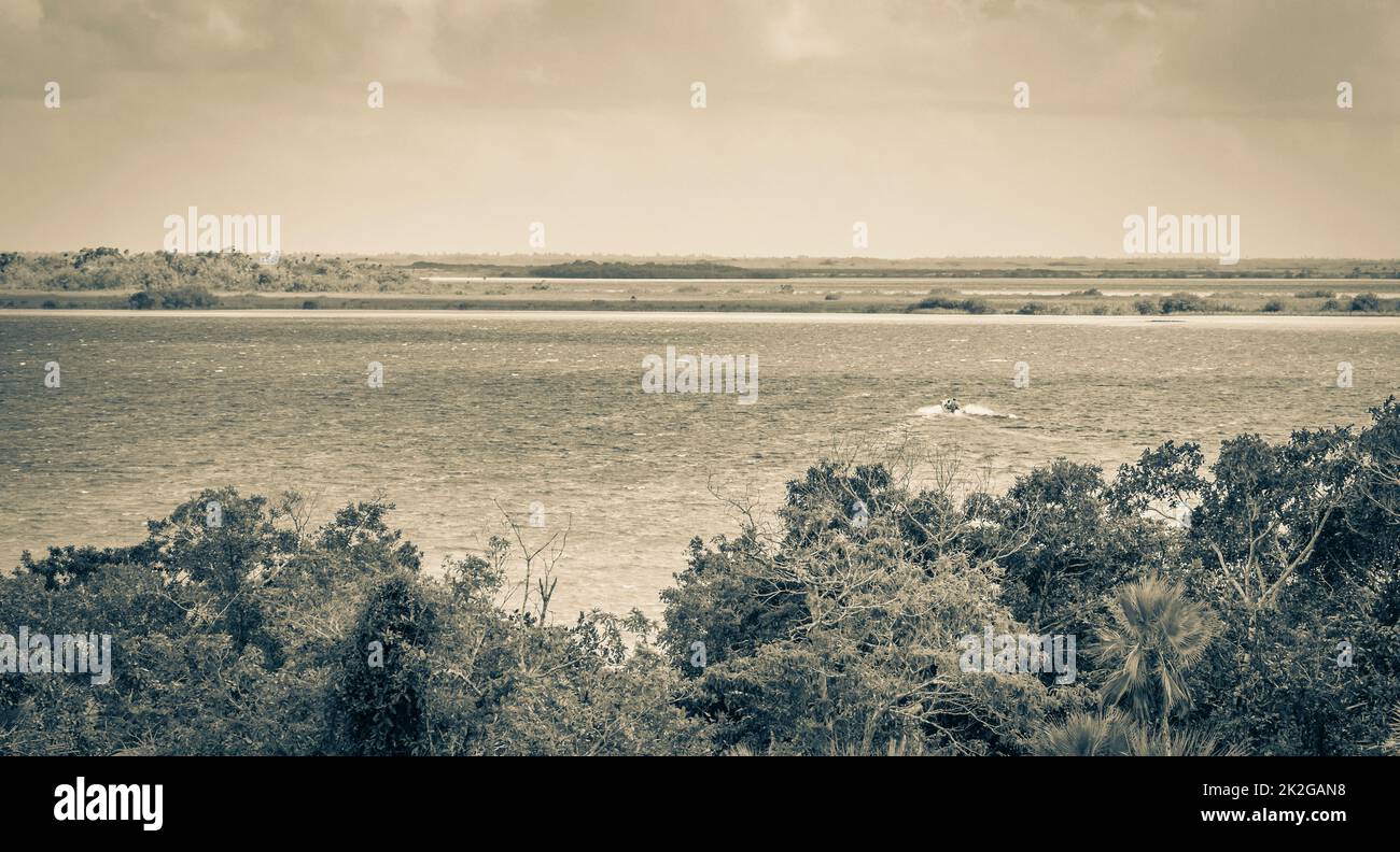 Muyil Lagoon panorama view in tropical jungle of amazing Mexico Stock ...