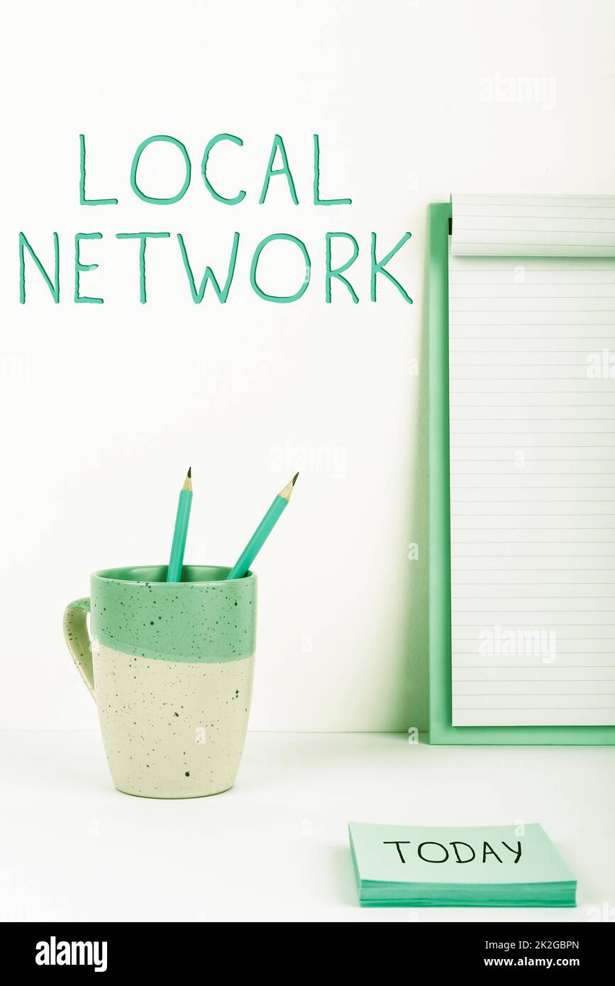 Sign Displaying Local Network Word For Intranet Lan Radio Waves Dsl