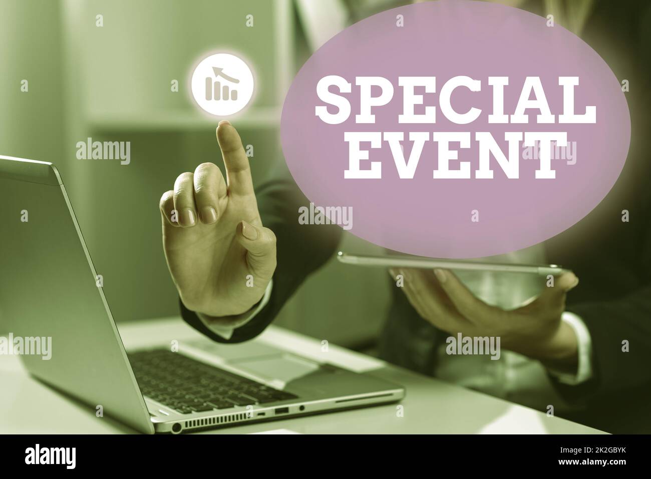 Text caption presenting Special Event. Business overview Function to ...