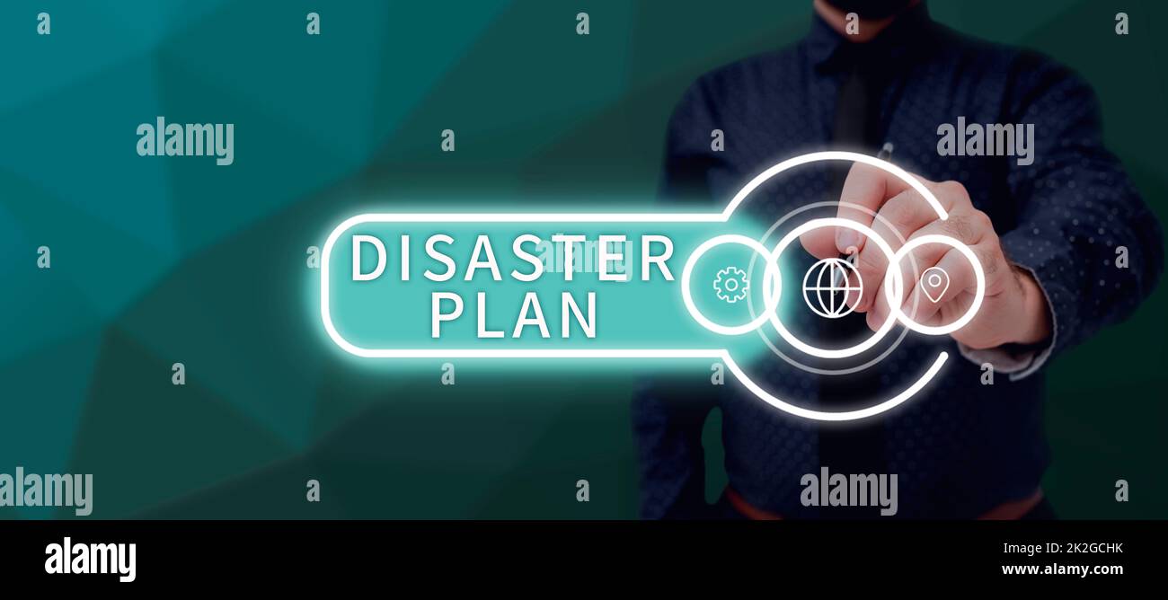 Text showing inspiration Disaster Plan. Word for Respond to Emergency ...