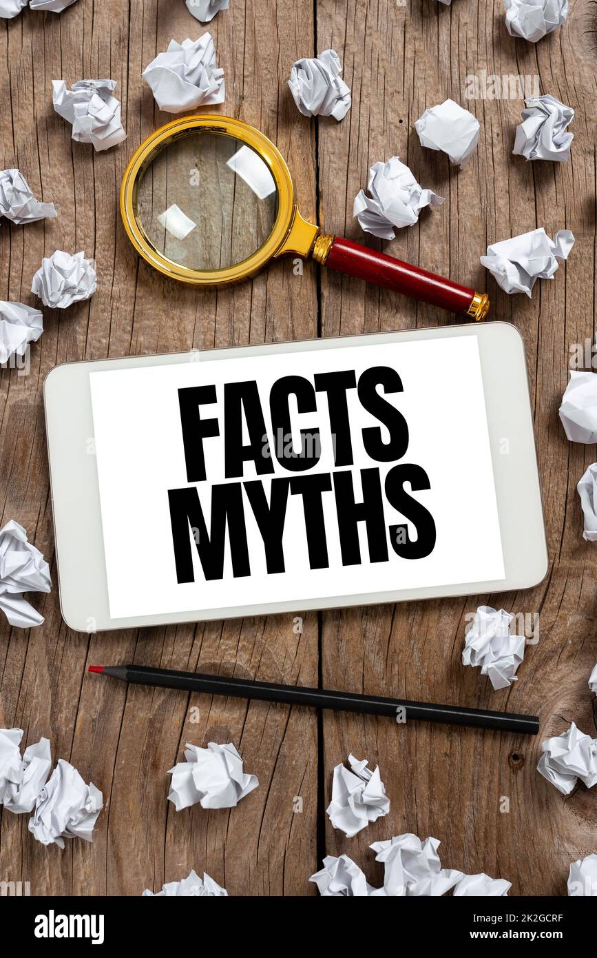 Conceptual caption Facts Myths. Word for work based on imagination ...