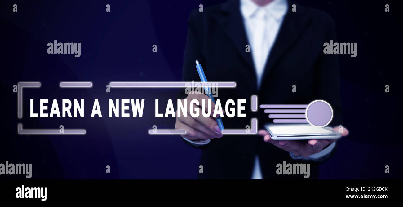 Text caption presenting Learn A New Language. Business approach Study Words other than the ...
