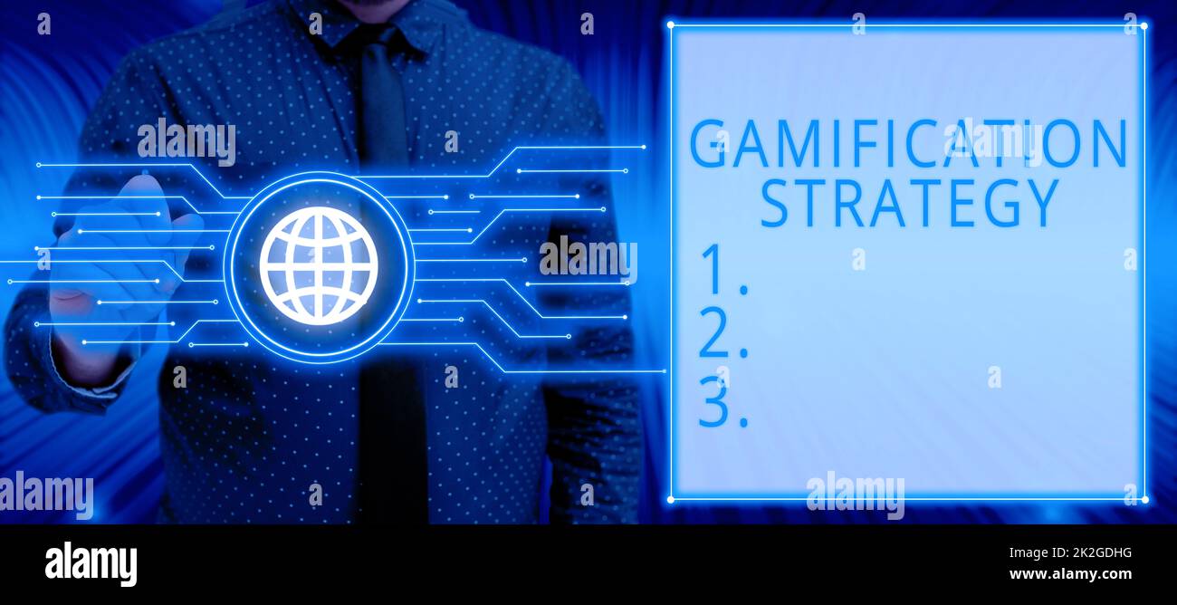 Text showing inspiration Gamification Strategy. Business approach use ...