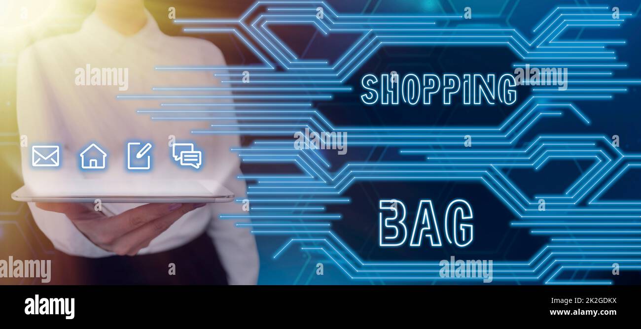 Inspiration showing sign Shopping Bag. Business concept Containers for ...