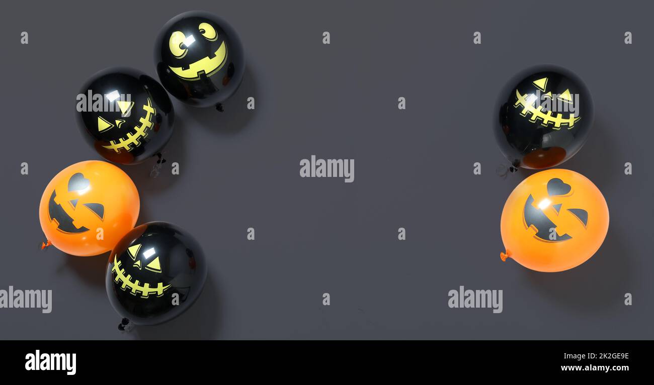 Funny Balloons for Halloween party on dark background with space for ...