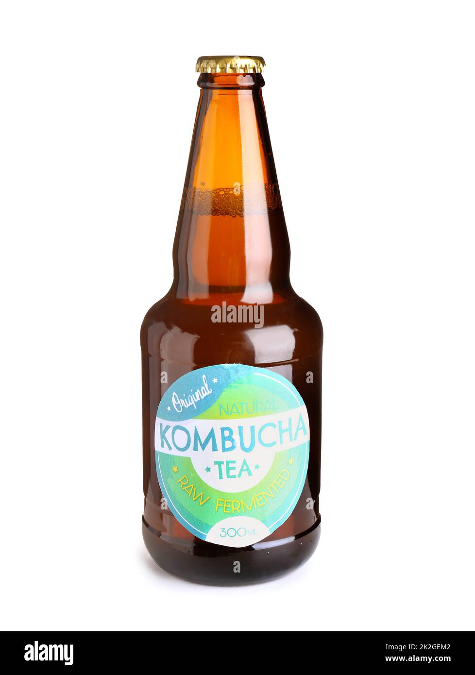 Bottle of original kombucha tea on white background Stock Photo - Alamy