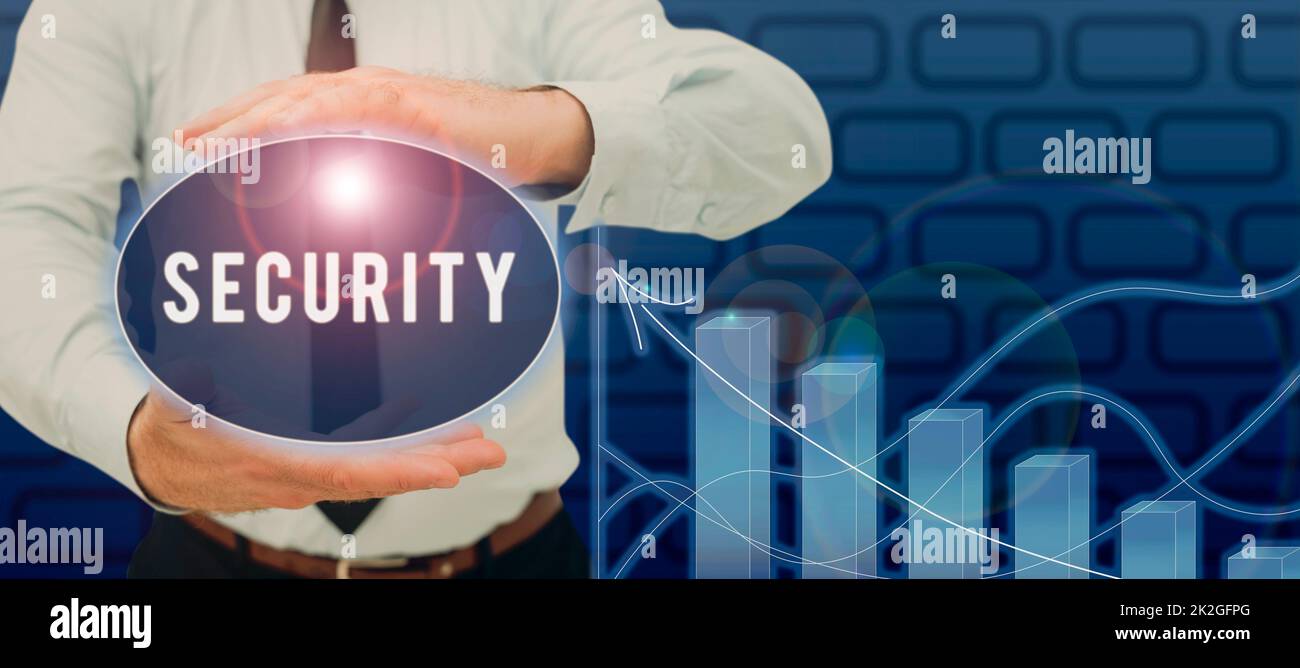 Hand writing sign Security. Internet Concept The state of feeling safe ...