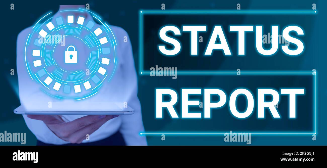 Writing displaying text Status Report. Internet Concept Update Summary ...