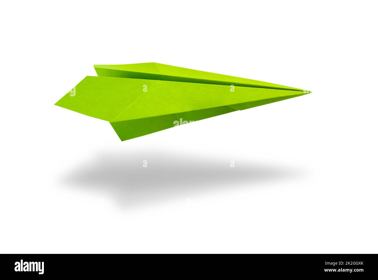 Green paper plane origami isolated on a blank white background Stock ...